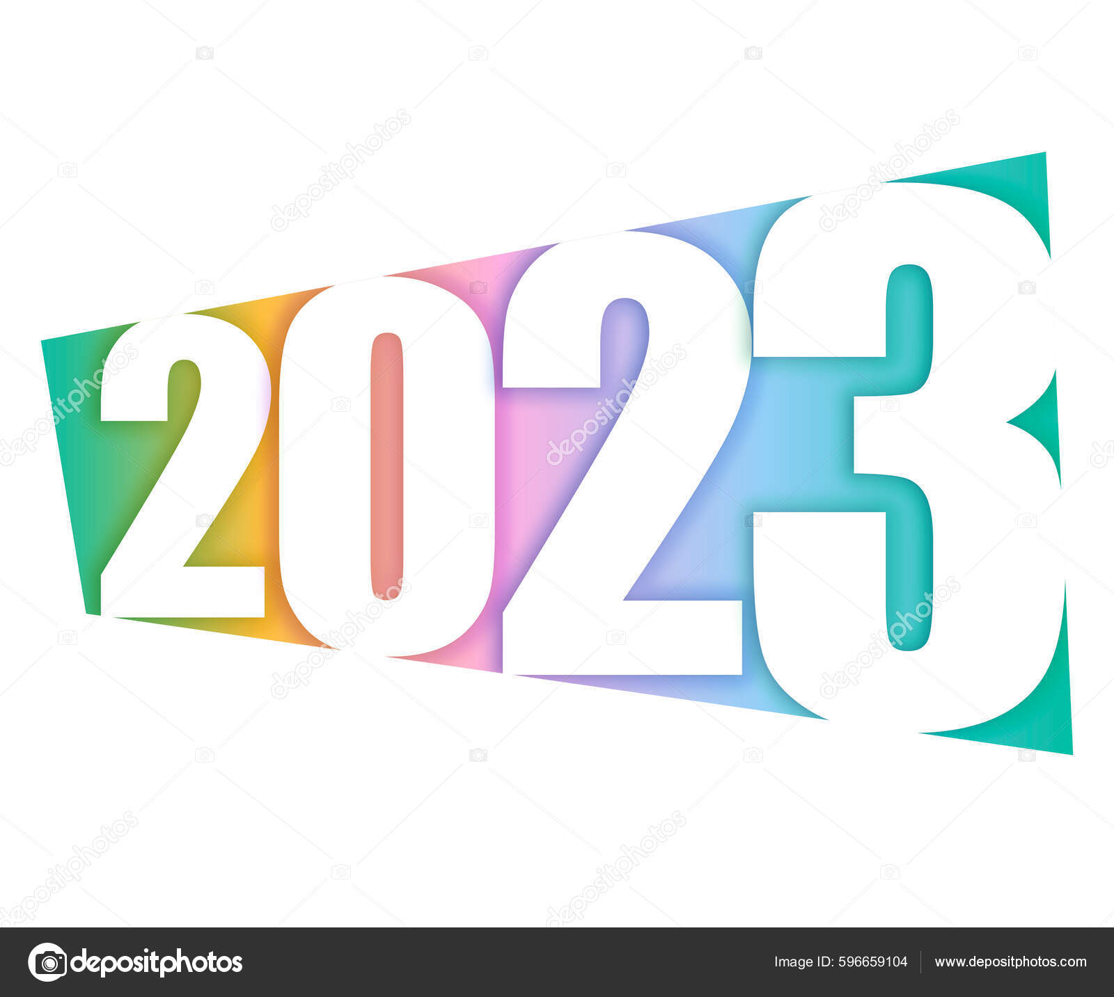 Numerals 2023 Year Clipart Numbers Year Colorful Background White ...