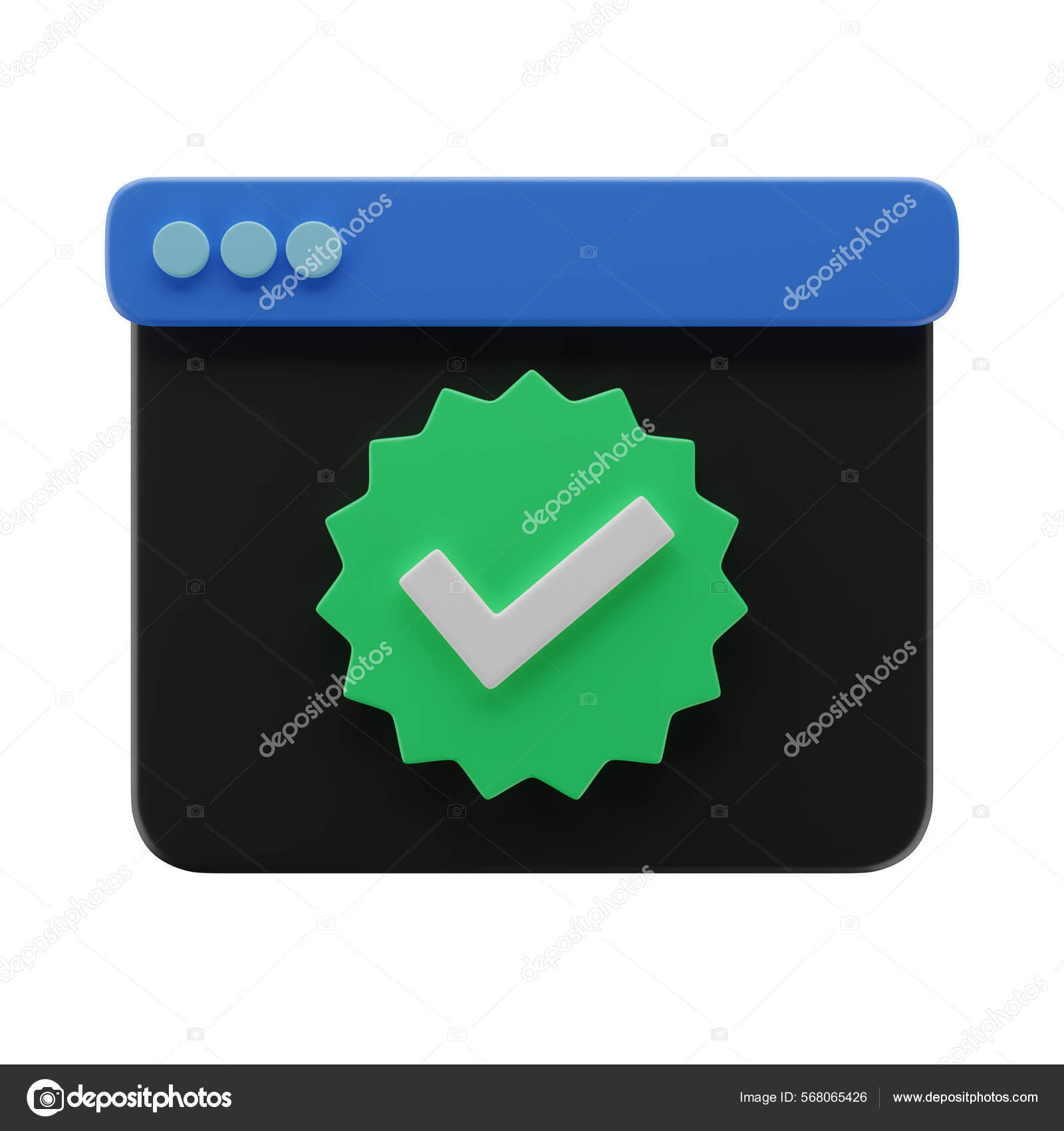 Illustration Black Dark Mode Window Verified Icon Badge Stock Photo by ...