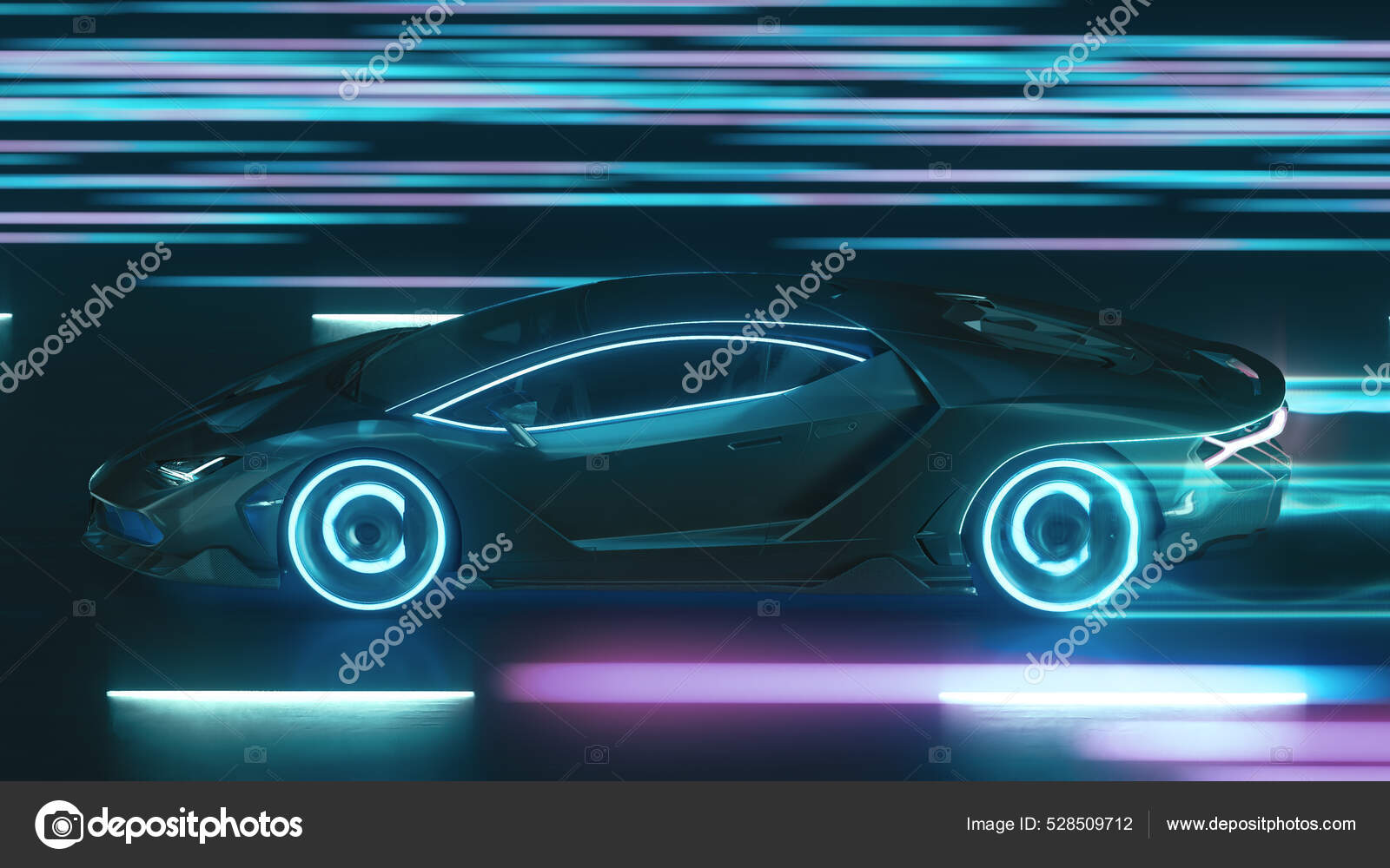 Blue Neon Lights Under Car