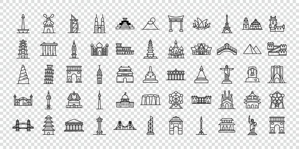 Worldwide Travel Icon Collection Iconic Landmarks Famous Cities Vector ...