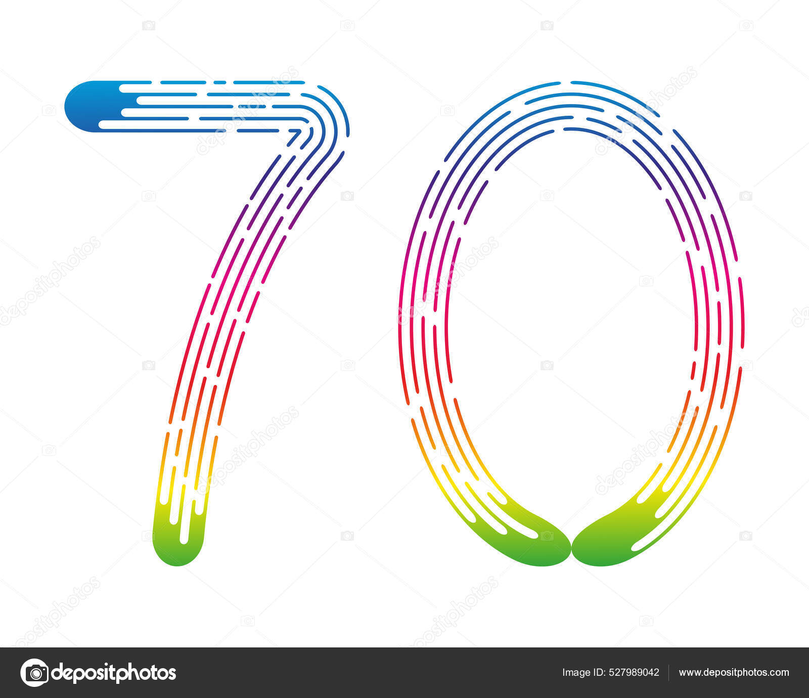 Number Colorful Rainbow Dotted Lines Isolated White Background Design ...