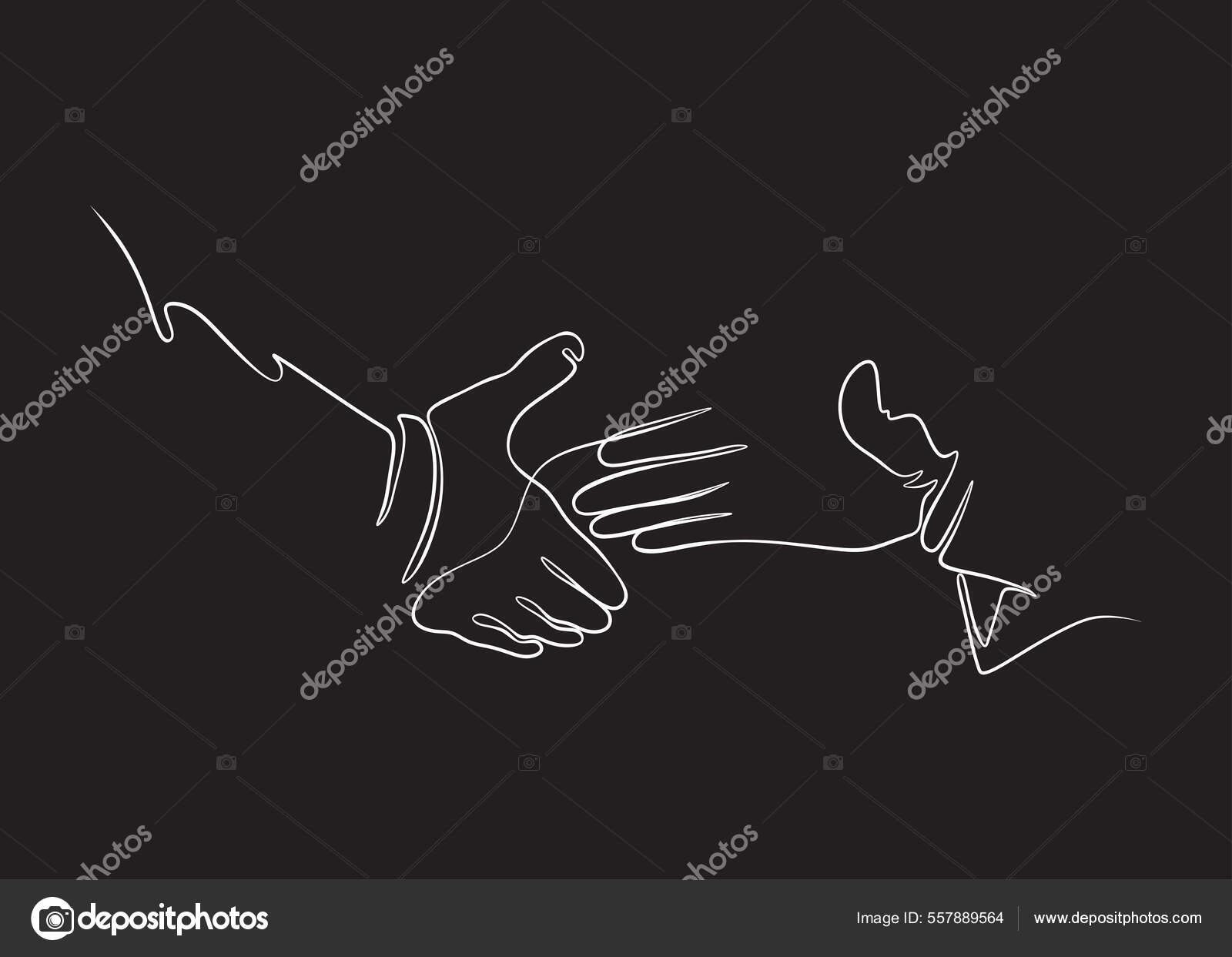 Two Hands Come Close Shake Hands Cooperate One Line Contagious Stock ...