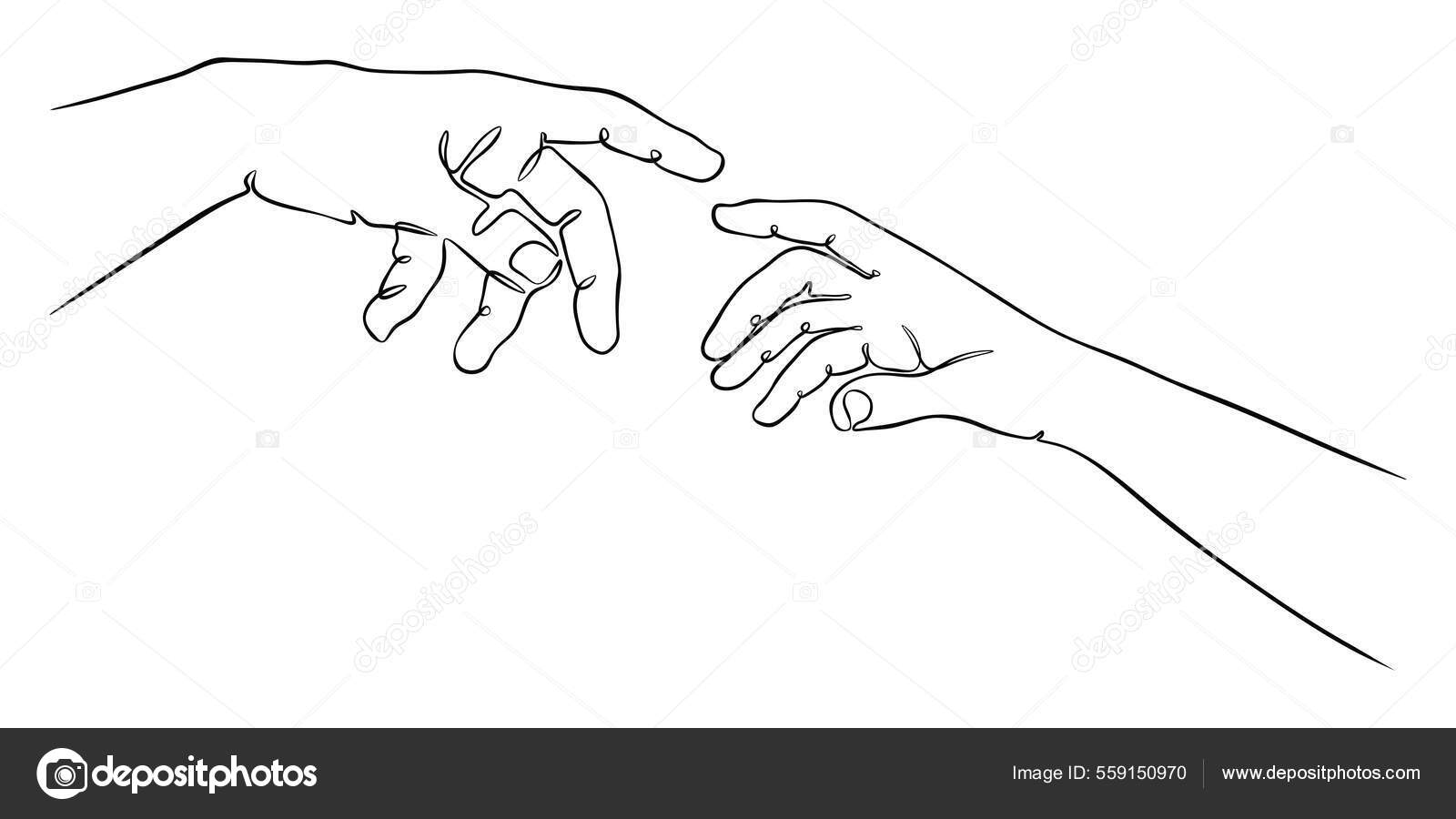 Due Mani Che Raggiungono Una Linea Contigua Un'illustrazione Vettoriale ...