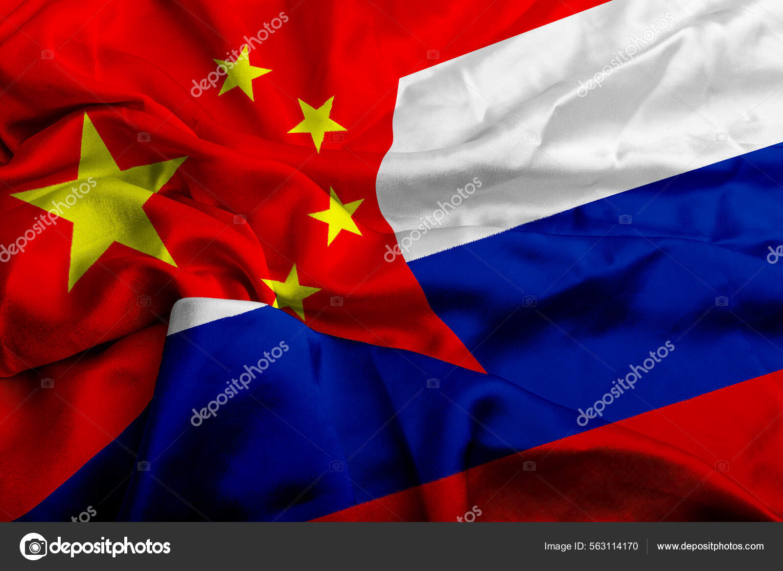 Flags Peoples Republic China Prc Russian Federation Concept Friendly ...