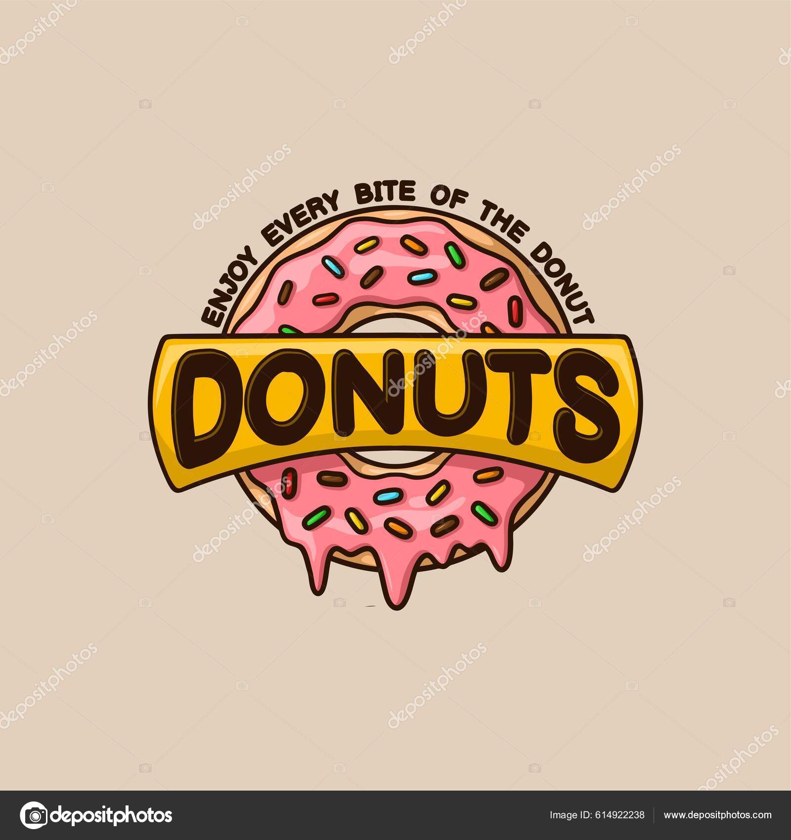 Donuts Logo Cute Cartoon Vector Illustration Vektor Stok oleh ...