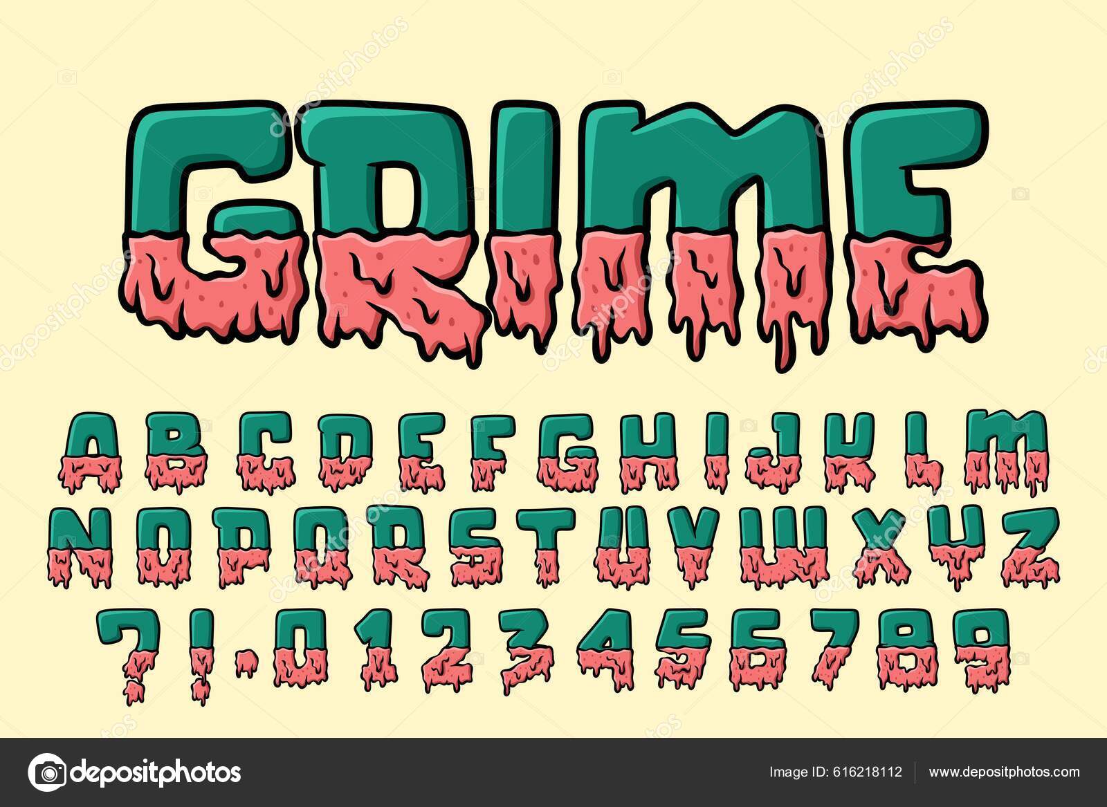 Melt Grime Alphabet Monster Graffiti Text Vector Letters Stock Vector ...