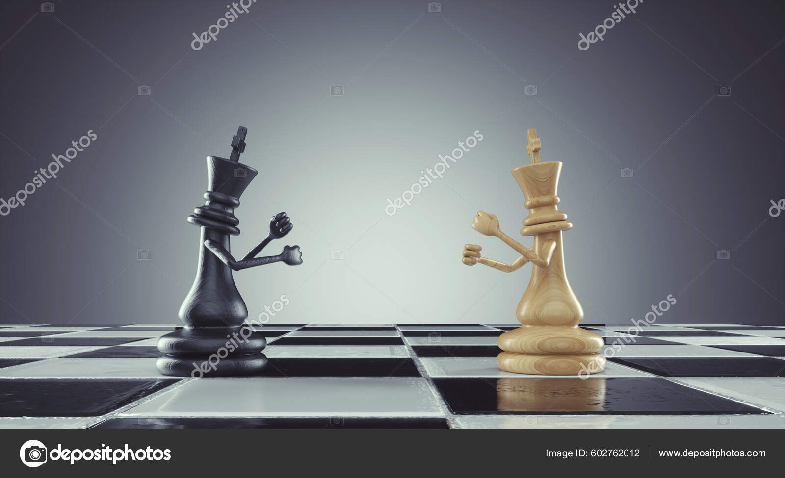 Two Chess Pieces Boxing Competition Leadership Concept Render ...