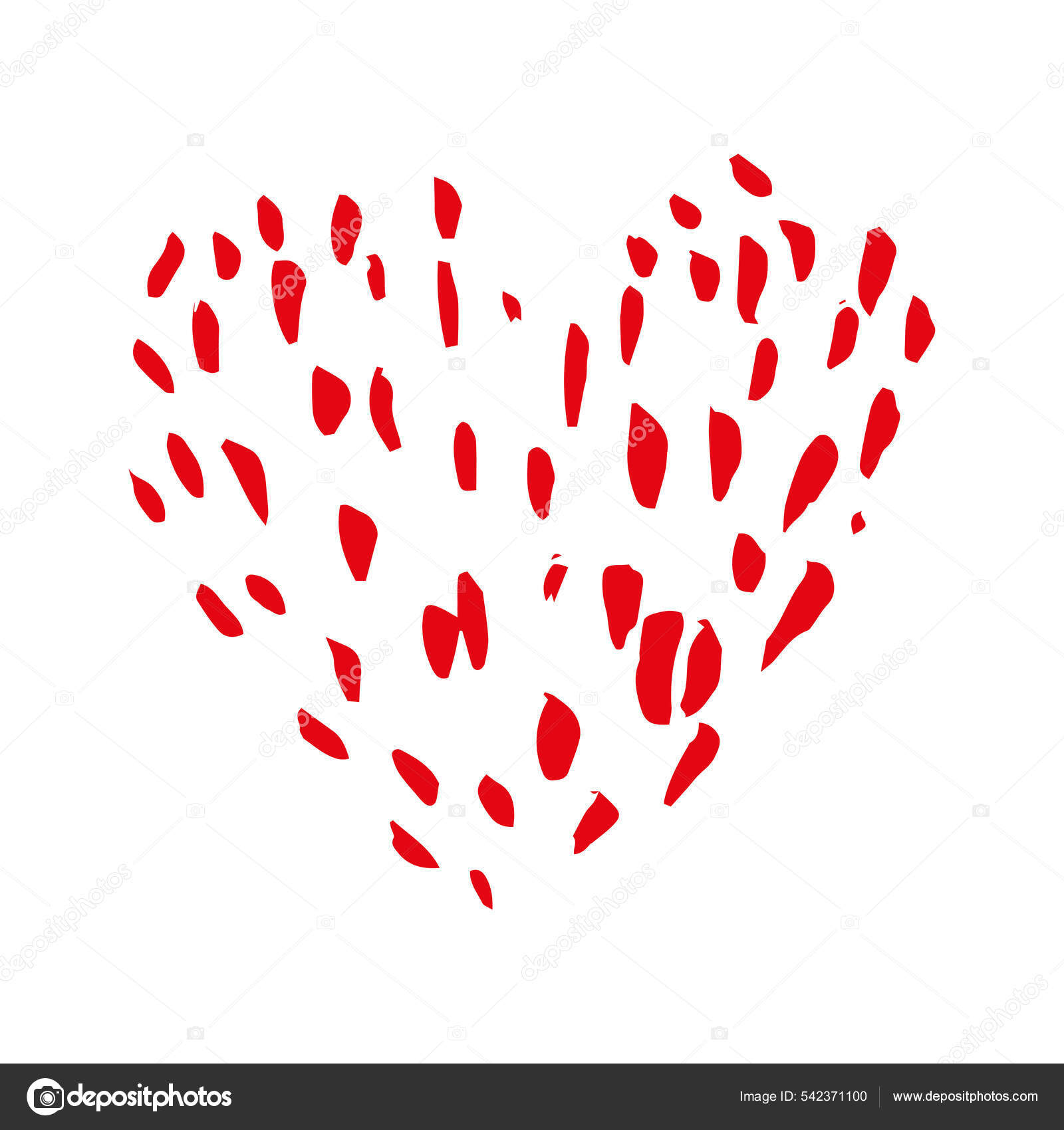 Heart hand drawn doodle, sketch red color, vector Stock Vector by ...