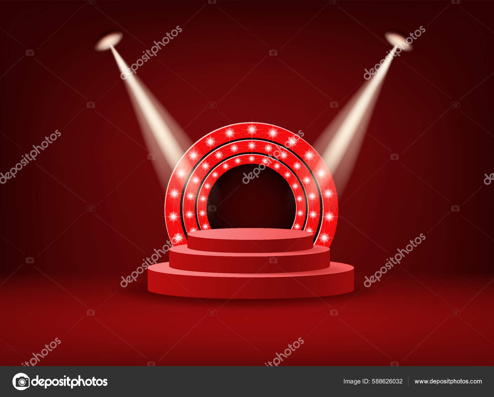 Podio Escenario Con Rayos Proyectores Para Ceremonia Entrega Premios ...