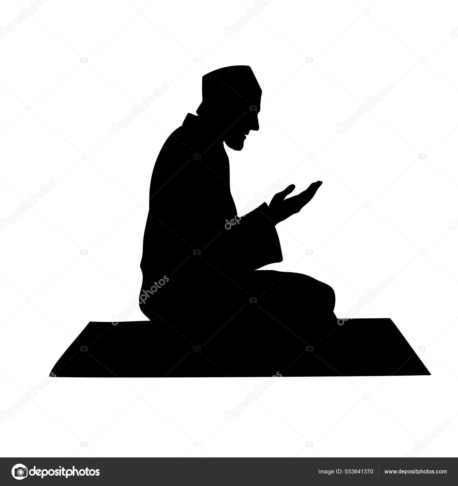 Silhouet Van Een Biddende Moslimvrouw Moslim Vrouw Vervelend