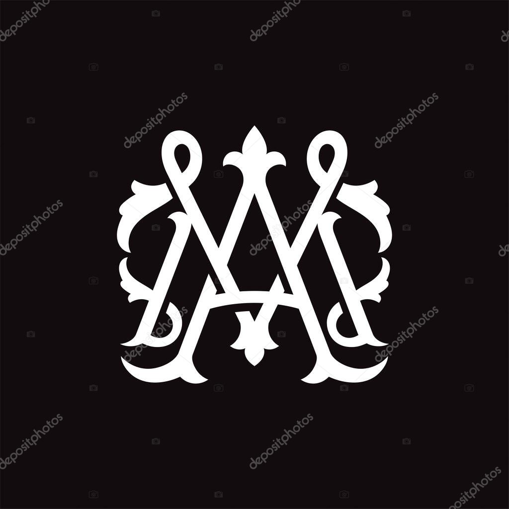 carta AM o MA ilustración monograma vector logotipo plantilla en estilo ...
