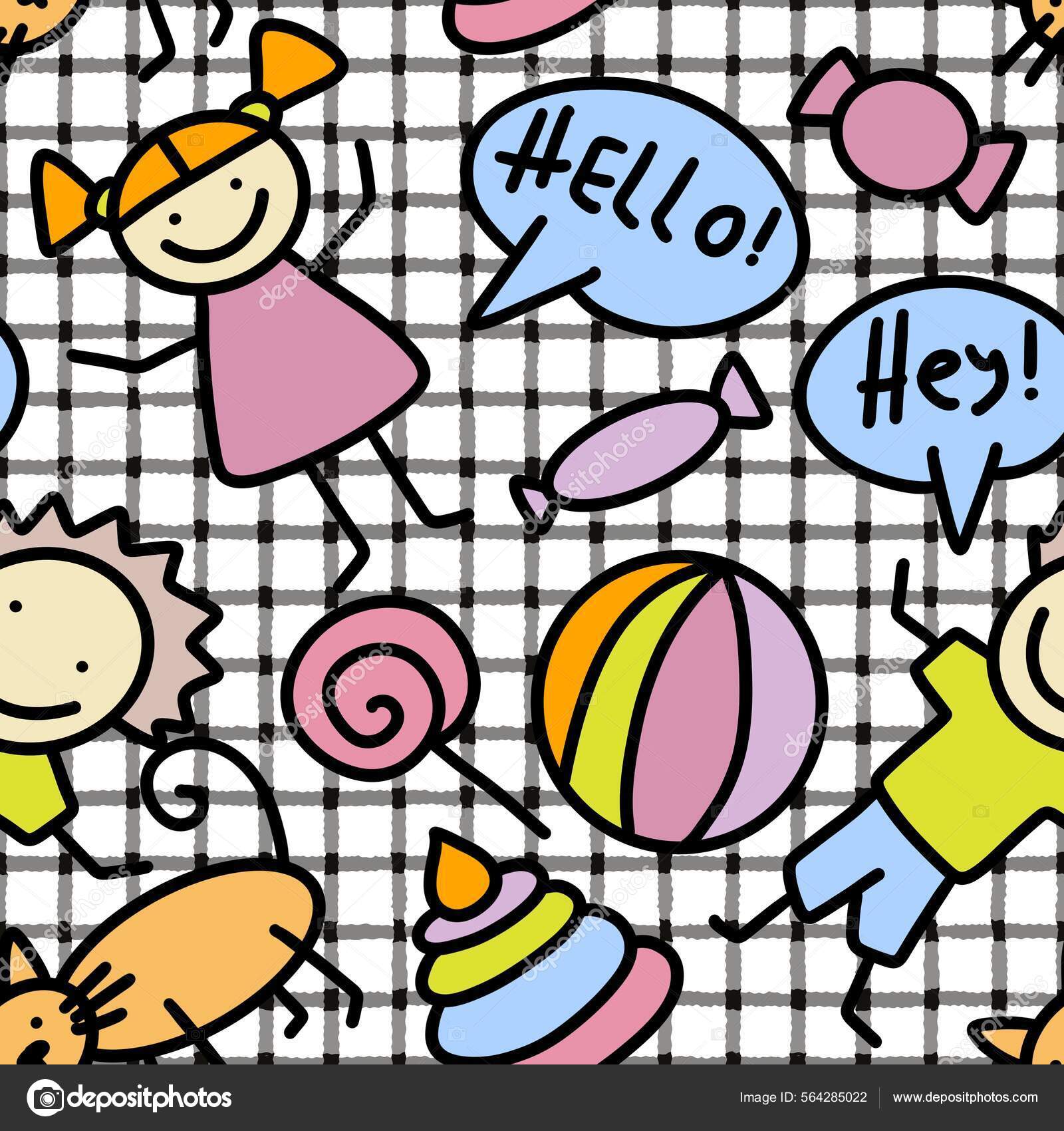 Cartoon seamless kids comic pattern for fabrics and textiles and ...