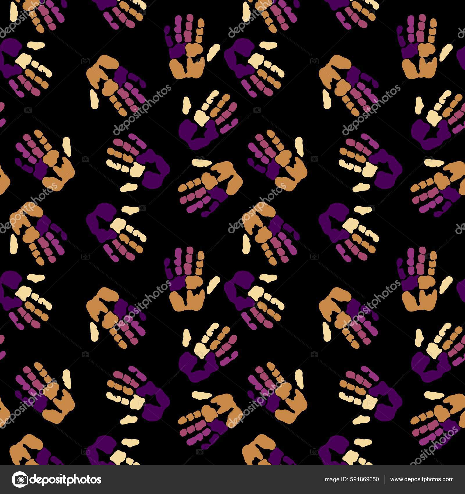 Handprint Seamless Team Work Pattern School Fabrics Kids Hobbies Wrapping — Stock Photo ...