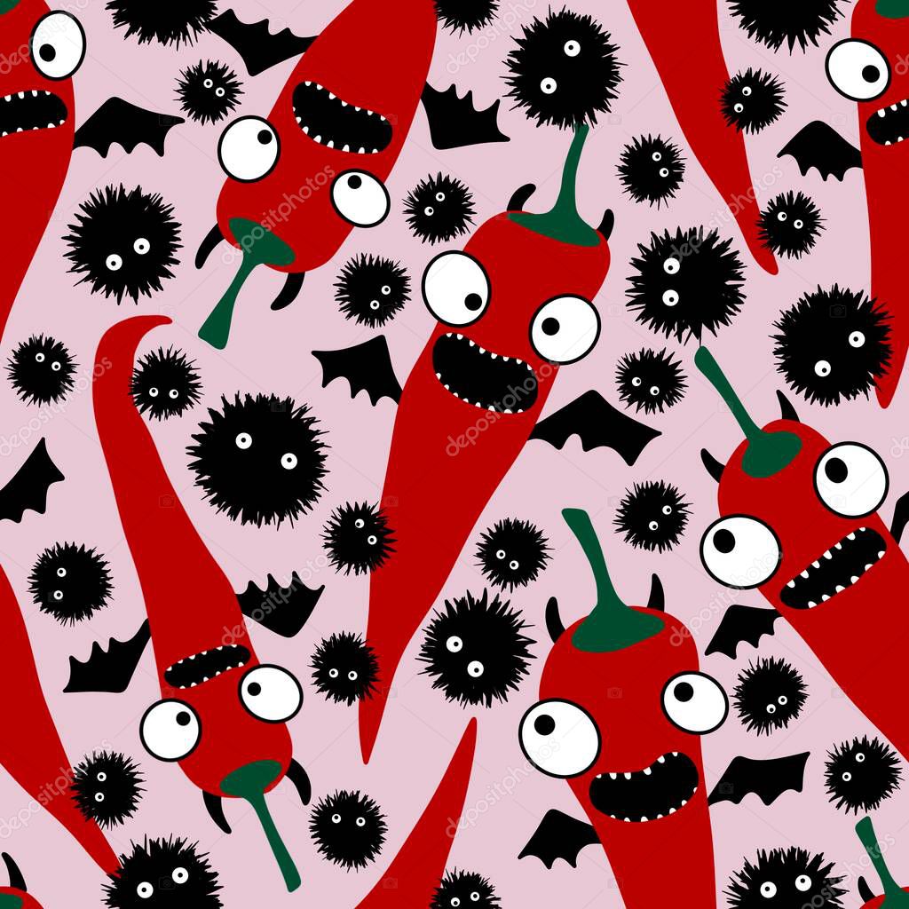 Dibujos animados vegetal vampiro inconsútil Halloween patrón de ...