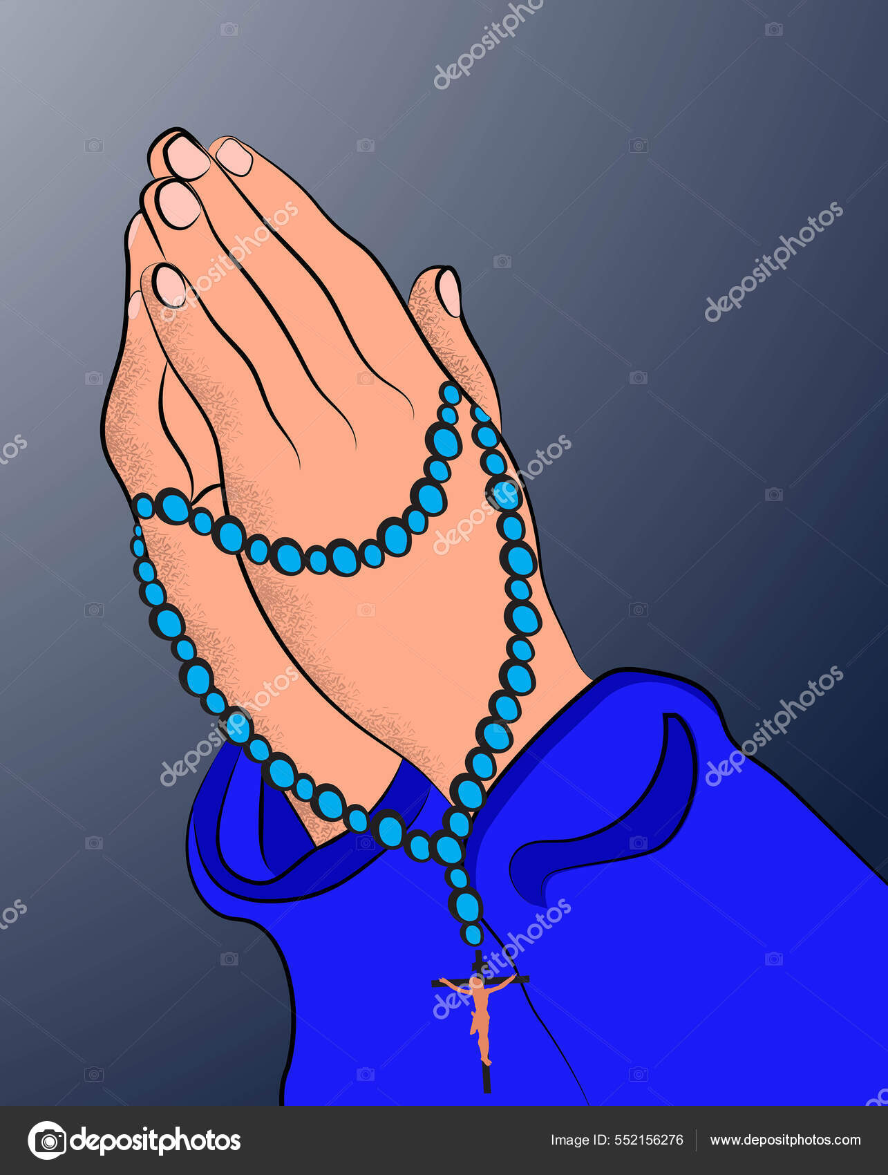 Ilustración Vectorial Manos Orantes Sosteniendo Coloridas Cuentas Del ...