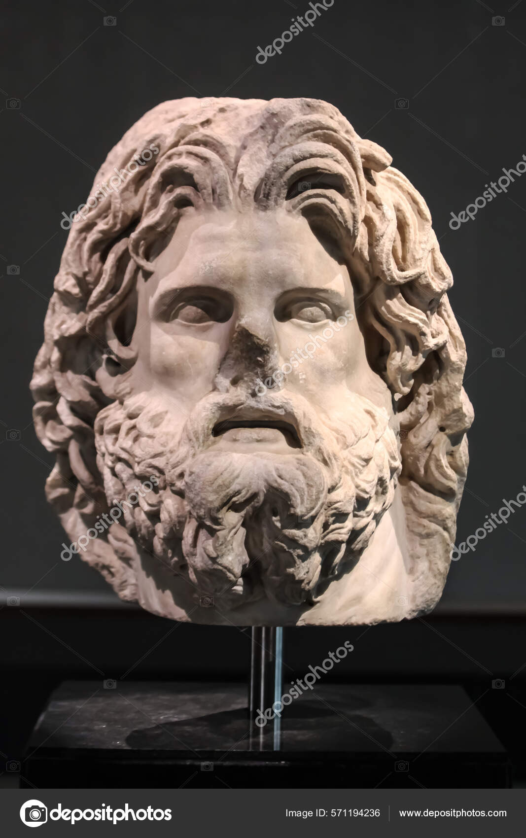 Marble Head Greek God Zeus 3Rd 2Nd Century Troy Istanbul — Stock ...
