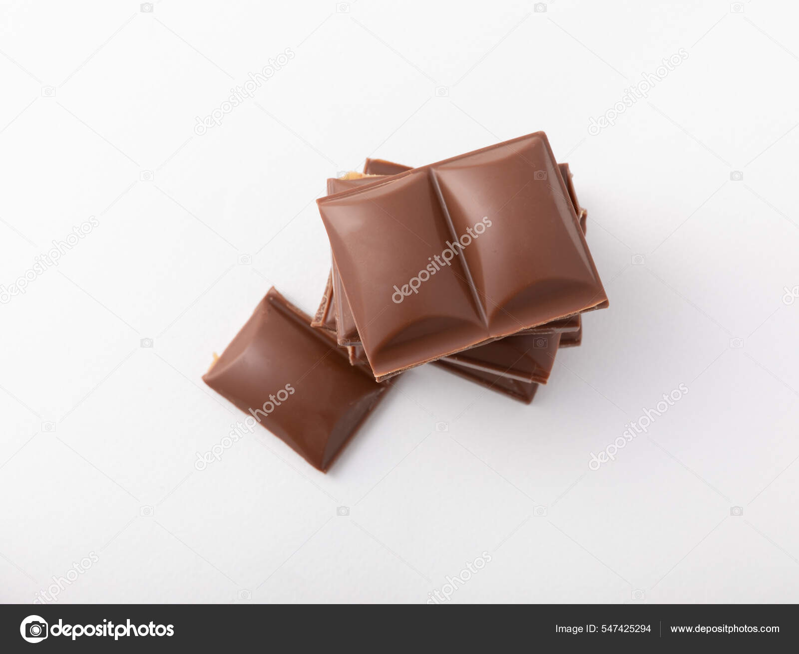 Cubes Delicious Milk Chocolate Isolated White Background — Stock Photo ...