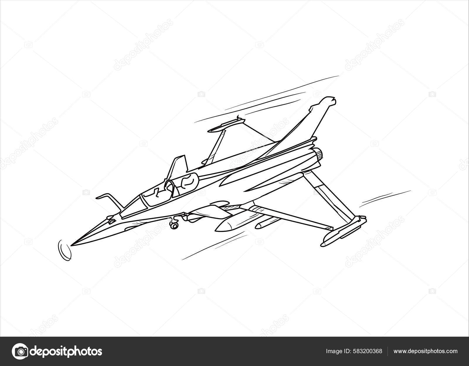 Airplane Drawing Line Art Vector Illustration Coloring Book Cartoon ...