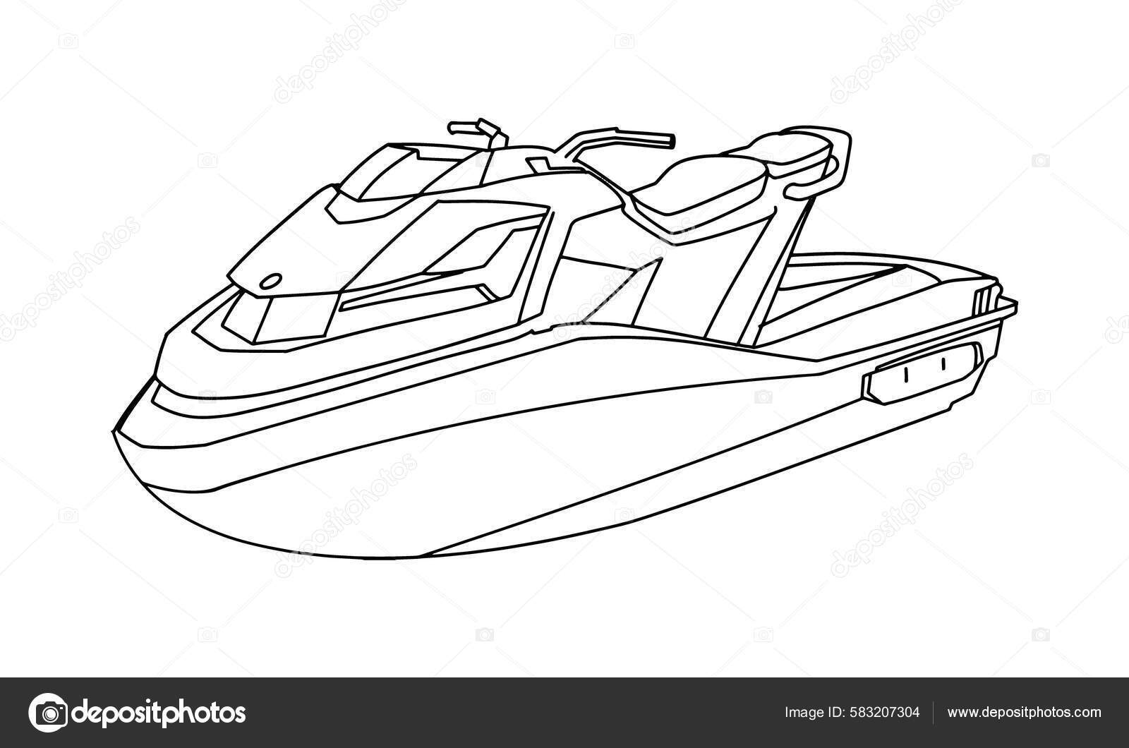 Speed Boat Croquis Ligne Illustration D'art Vecteur par ©Ahmedrazu ...