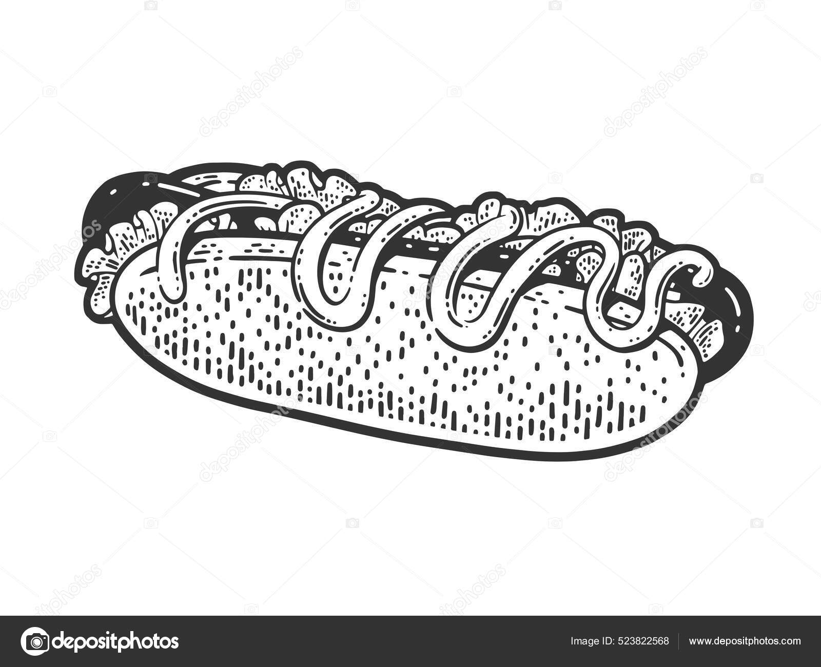 Perro Caliente Vector Blanco Y Negro