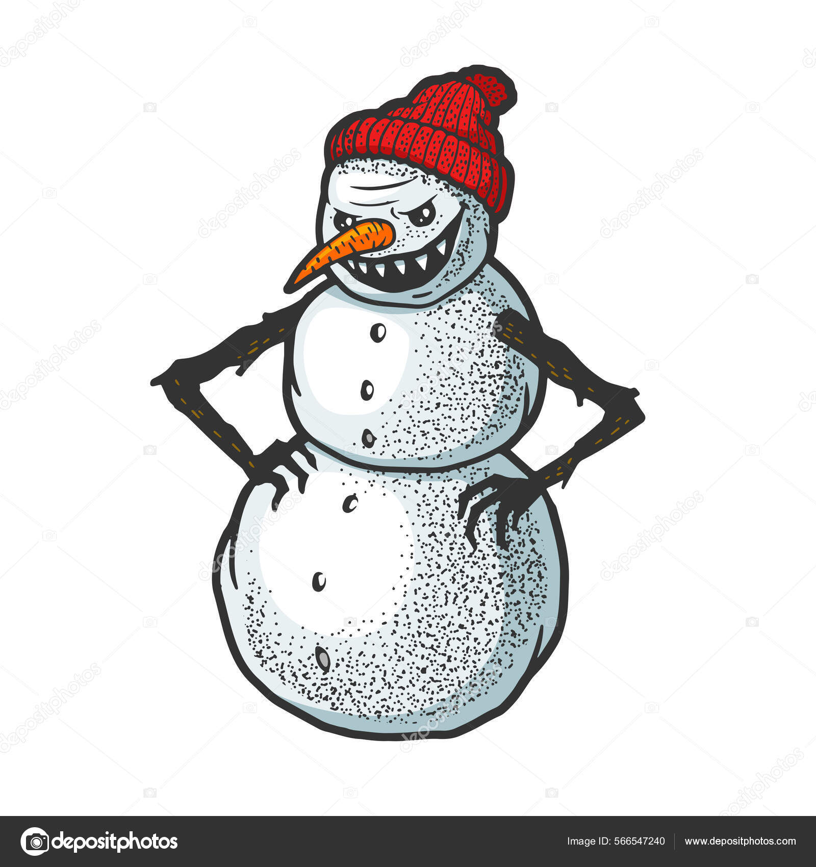 Evil snowman color sketch vector illustration Stock Vector Image by ...