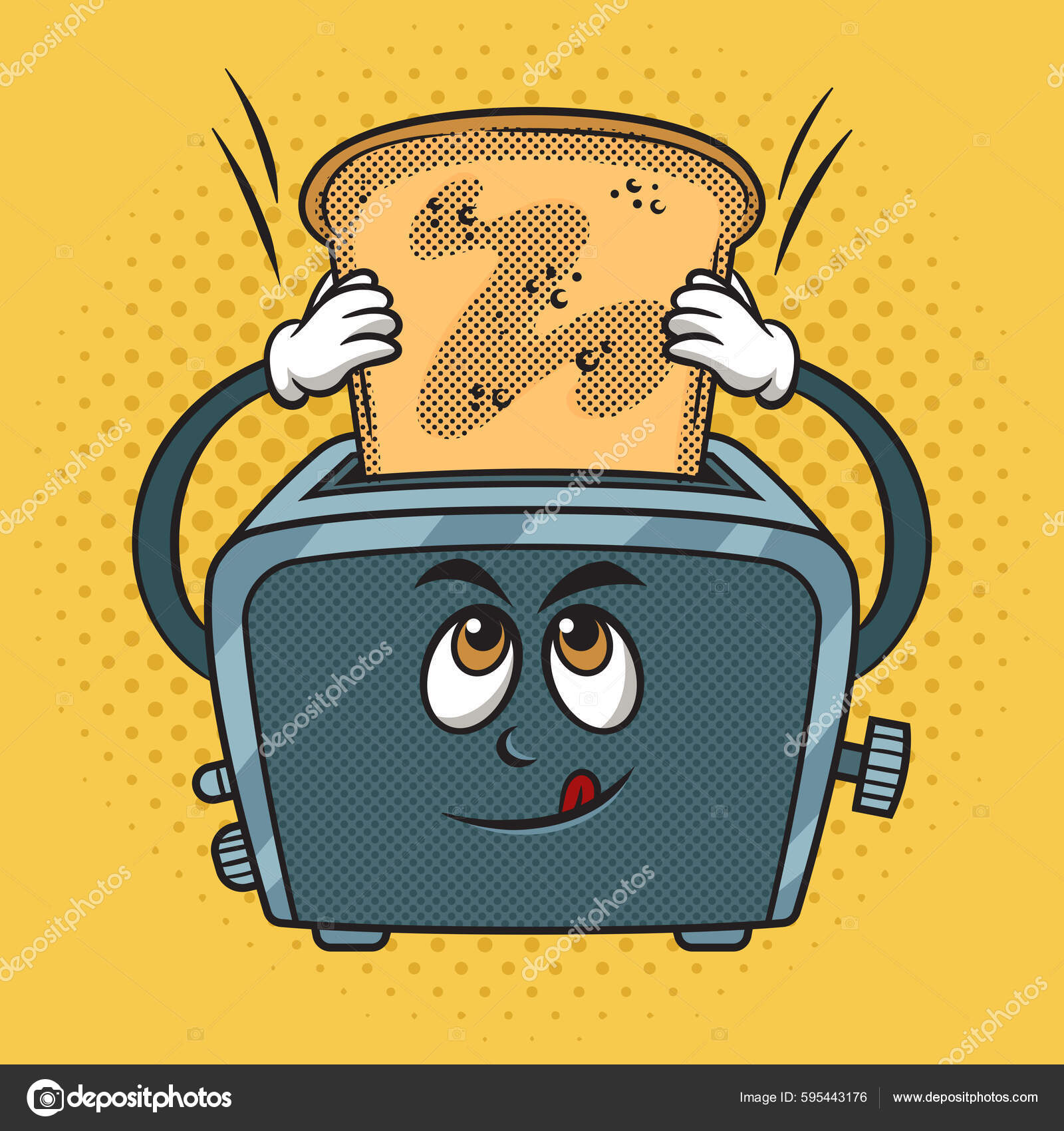 Cartoon Cute Toaster Inserts Bread Itself Pop Art Retro Vector Stock ...
