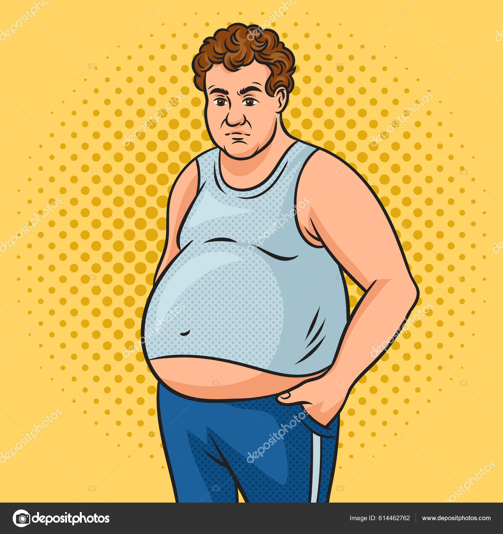 Fat Man Beer Belly Abdominal Obesity Pinup Pop Art Retro — Stock Photo ...