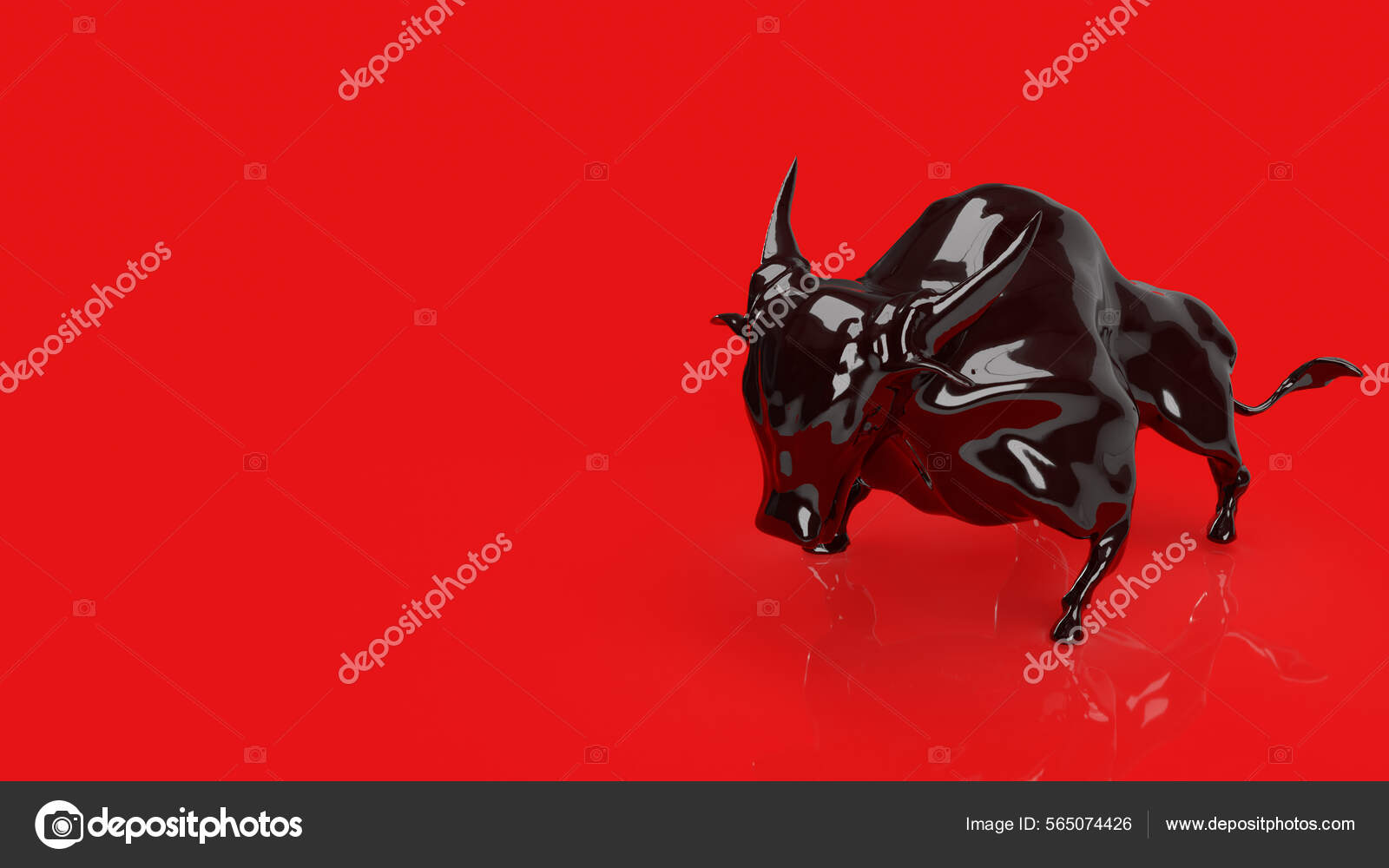Black Bull Red Background Business Concept Renderin Stock Photo by ...