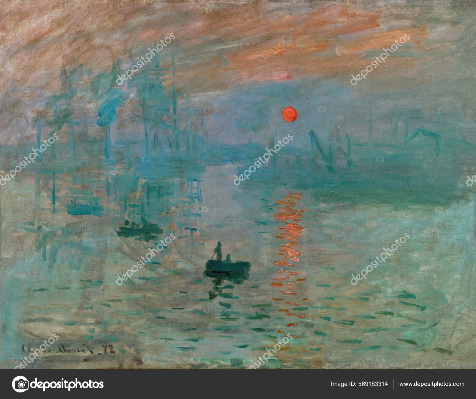 Claude Monet Impression Sunrise Soleil Levant Oil Painting Canvas ...