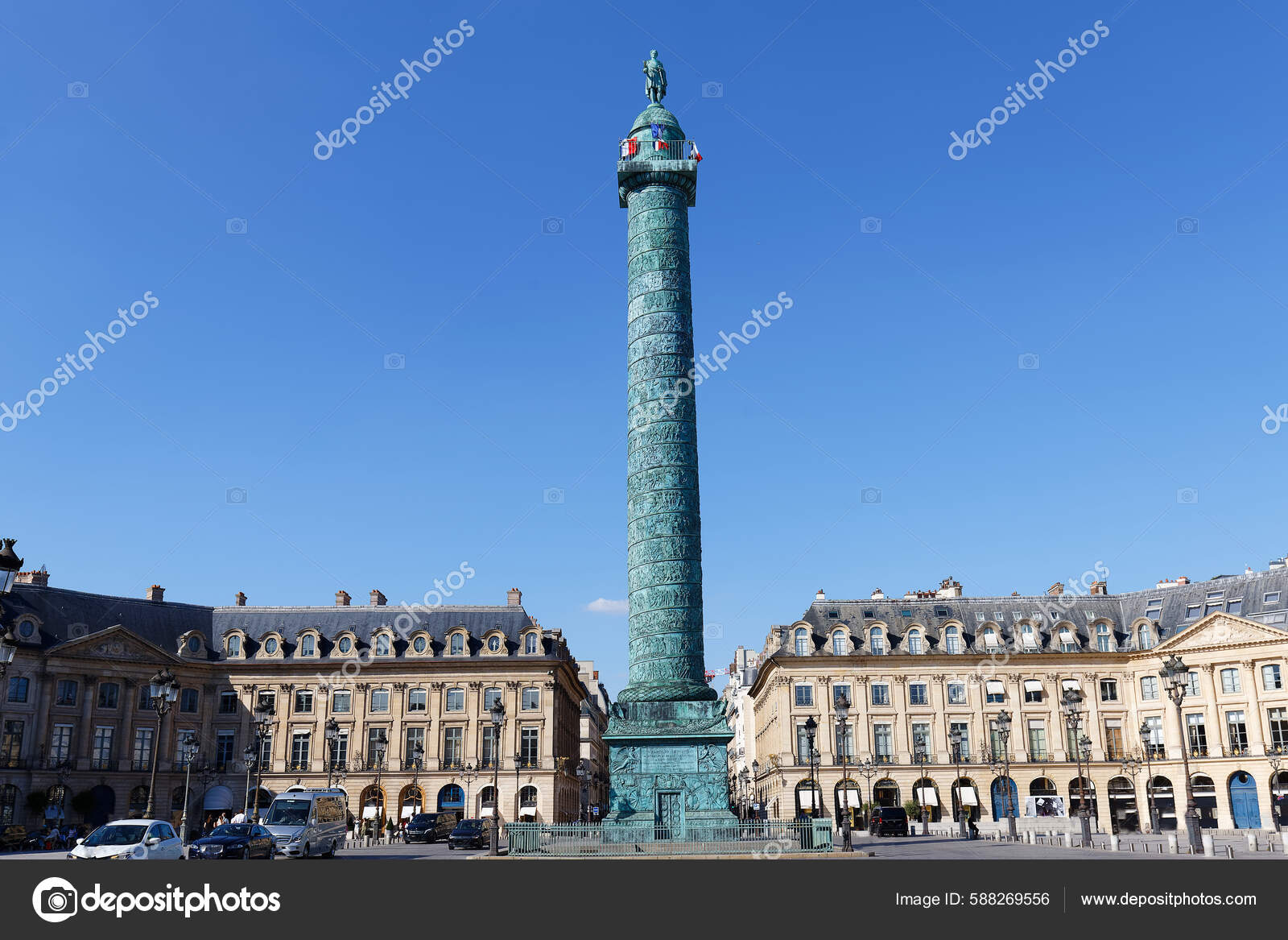 Vendome Column Statue Napoleon Bonaparte Place Vendome Night France ...