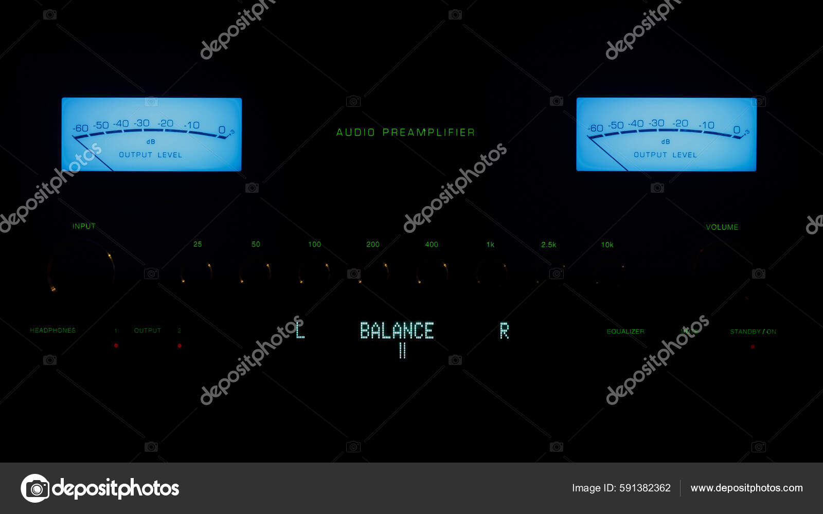 Preamplifier Power Output Meters Band Equalizer Glowing Dark — Stock ...