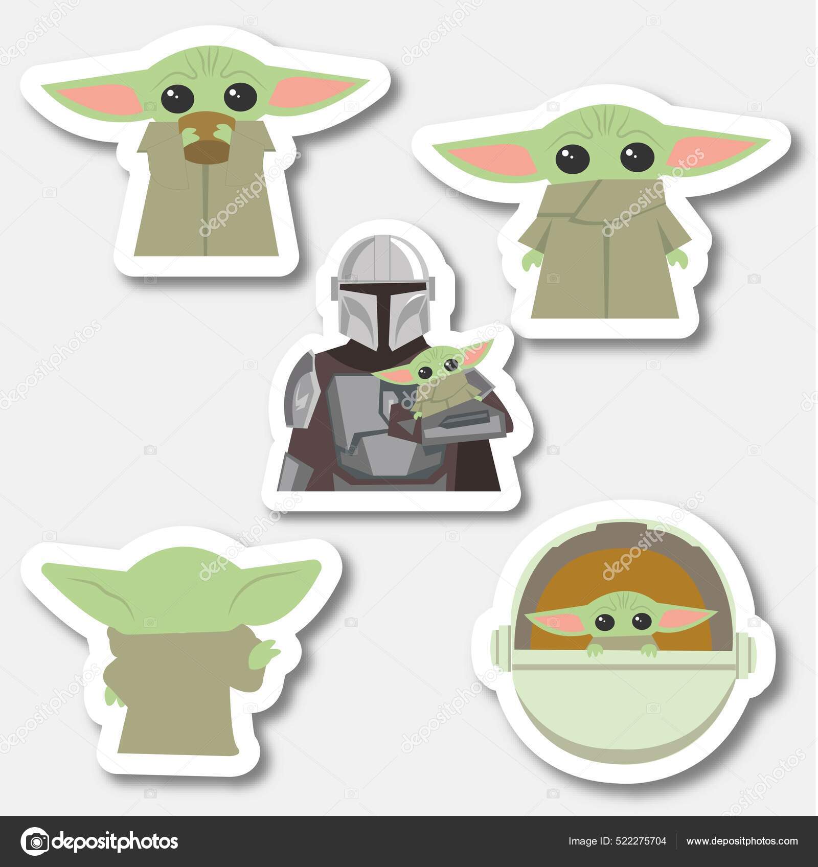 Set Cute Stickers Stickers Star Wars Master Yoda Social Networks Stock ...