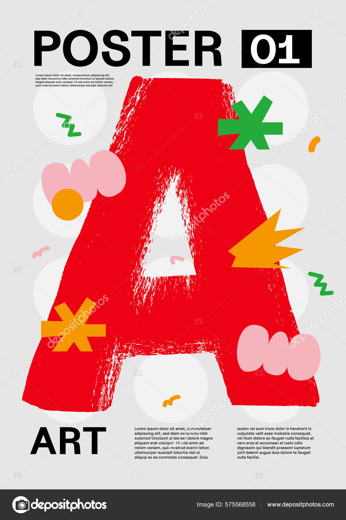 Letter Poster Layout Design Alphabet Cute Font Template Poster Banner ...