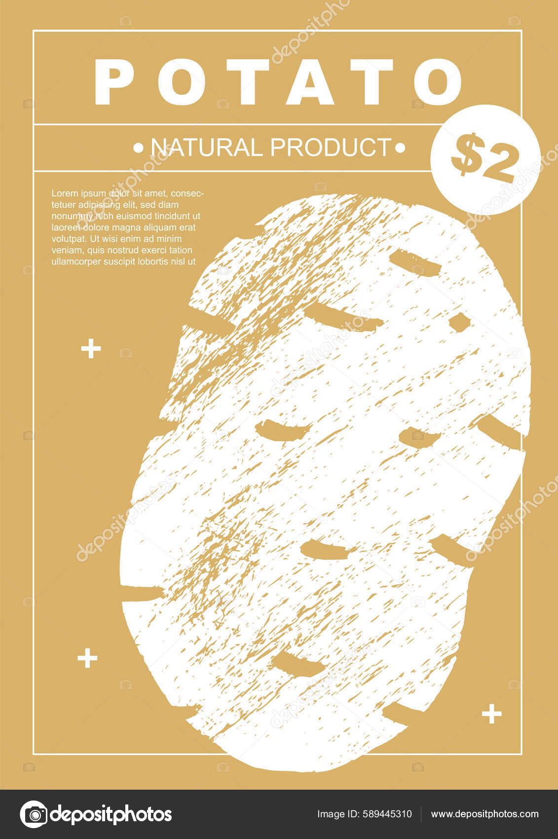 Potato Set Posters Fruits Vegetables Abstract Draw Design Label Poster ...