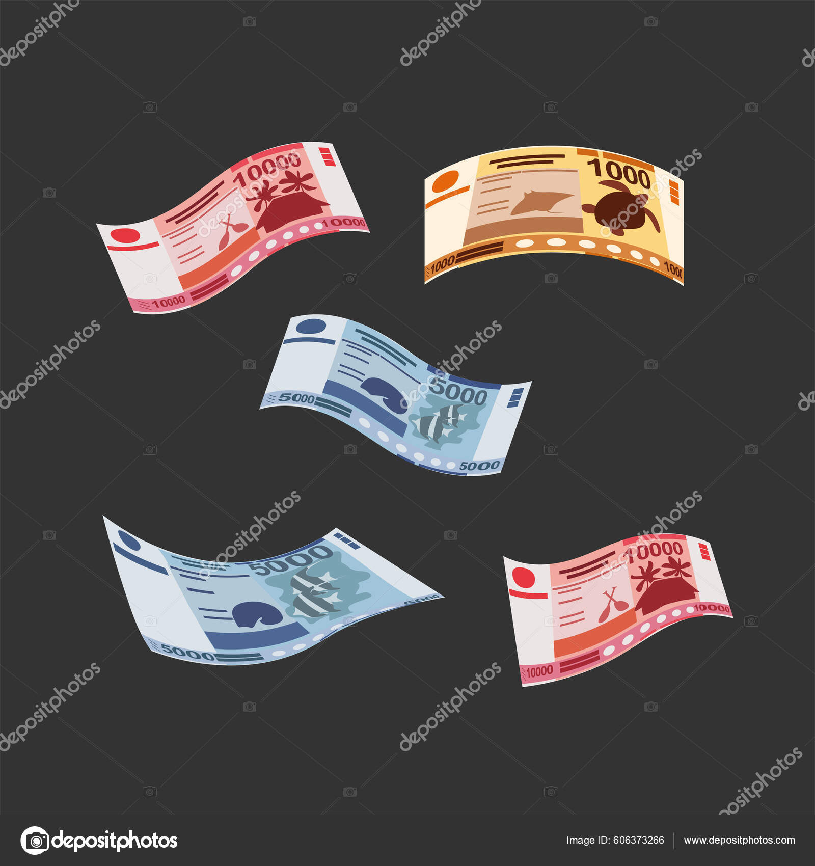 Cfp Franc Vector Illustration French Overseas Collectivities Money Set ...