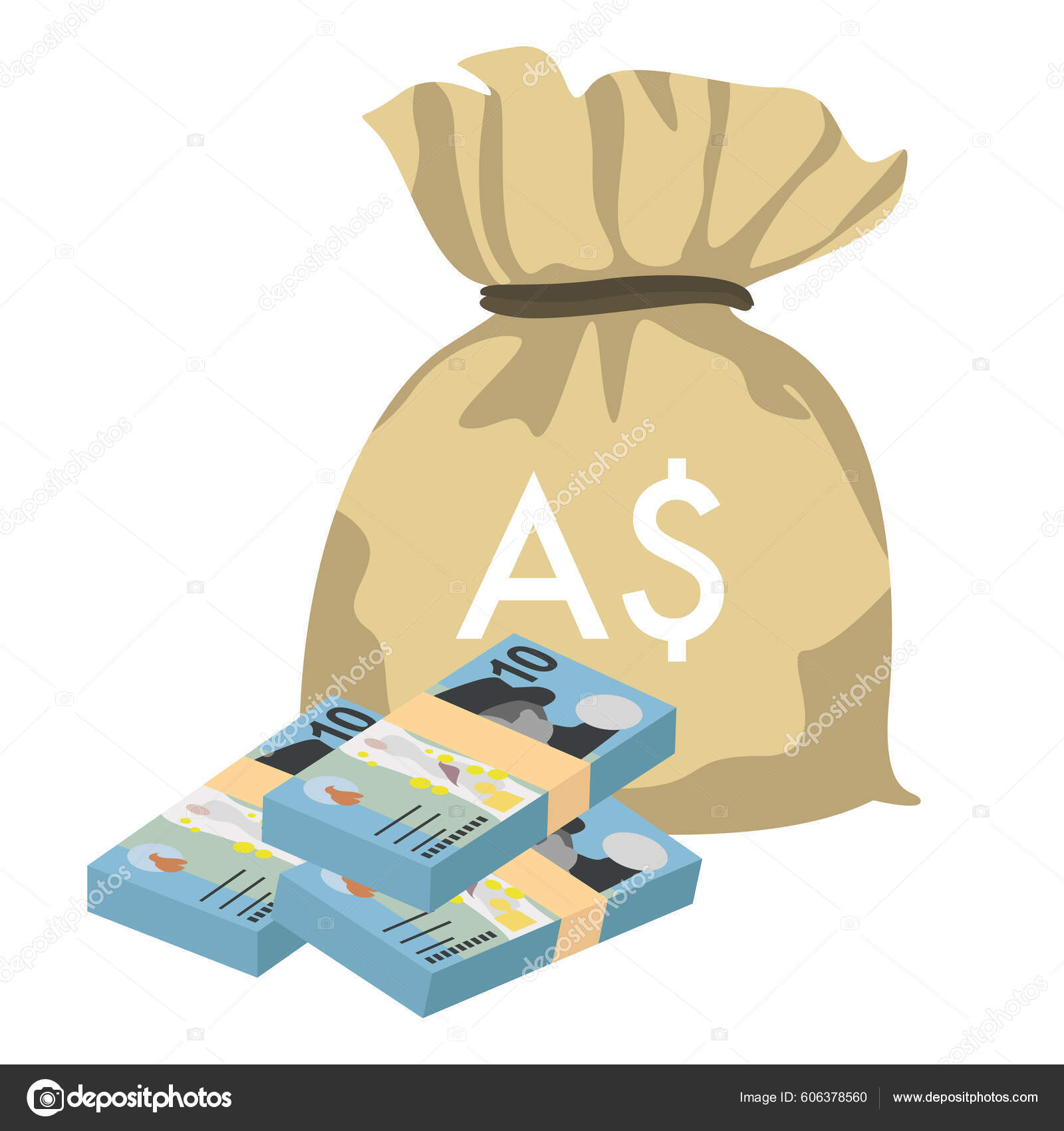 Australian Dollar Vector Illustration Australia Money Set Bundle ...