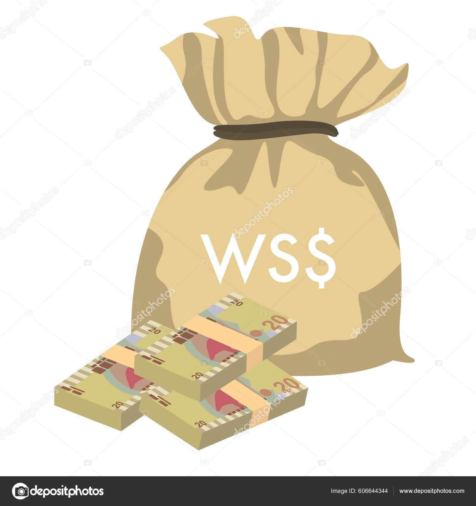 Samoan Tala Vector Illustration Samoa Money Set Bundle Banknotes Money ...