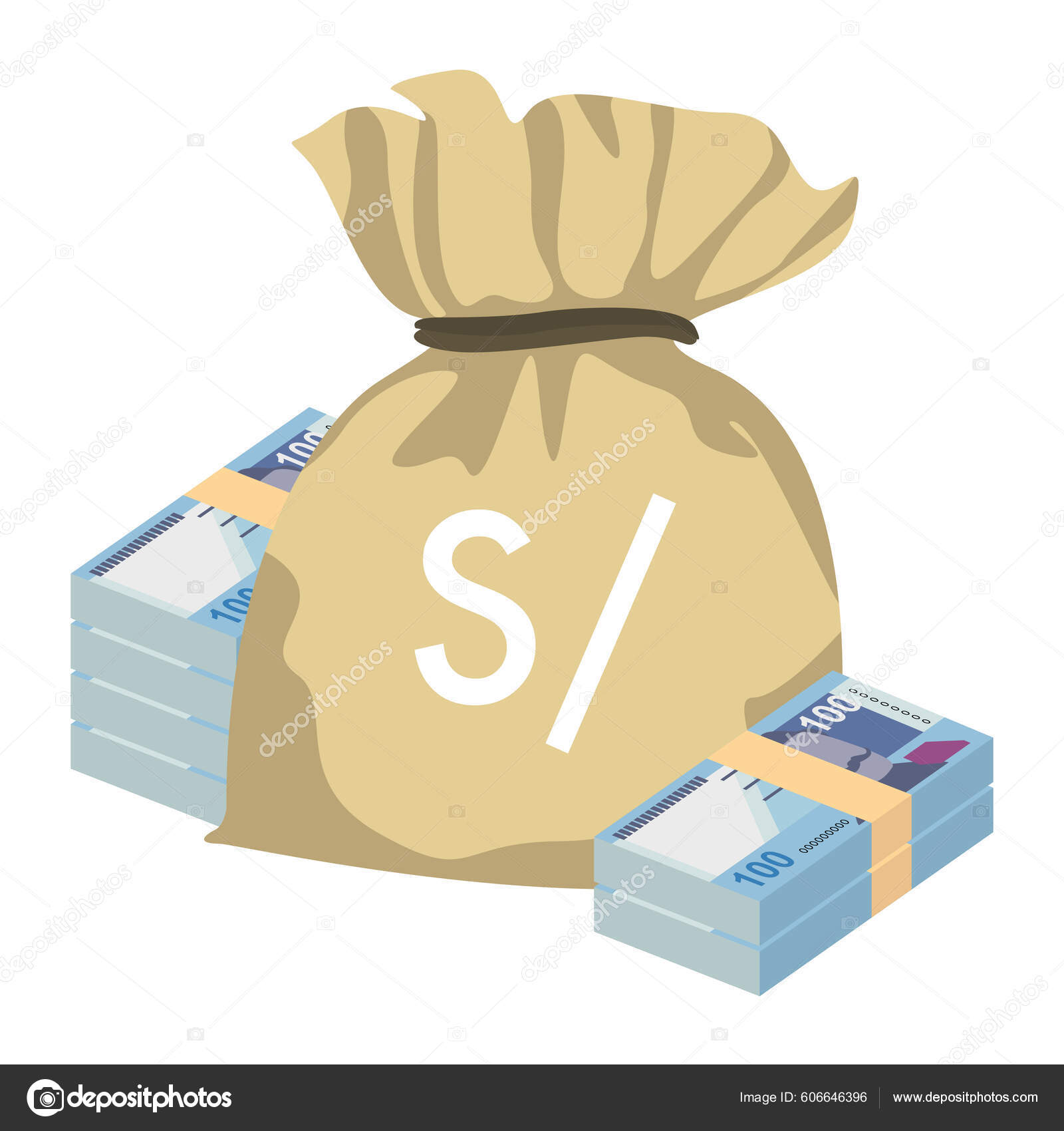 Peruvian New Sol Vector Illustration Peru Money Set Bundle Banknotes ...