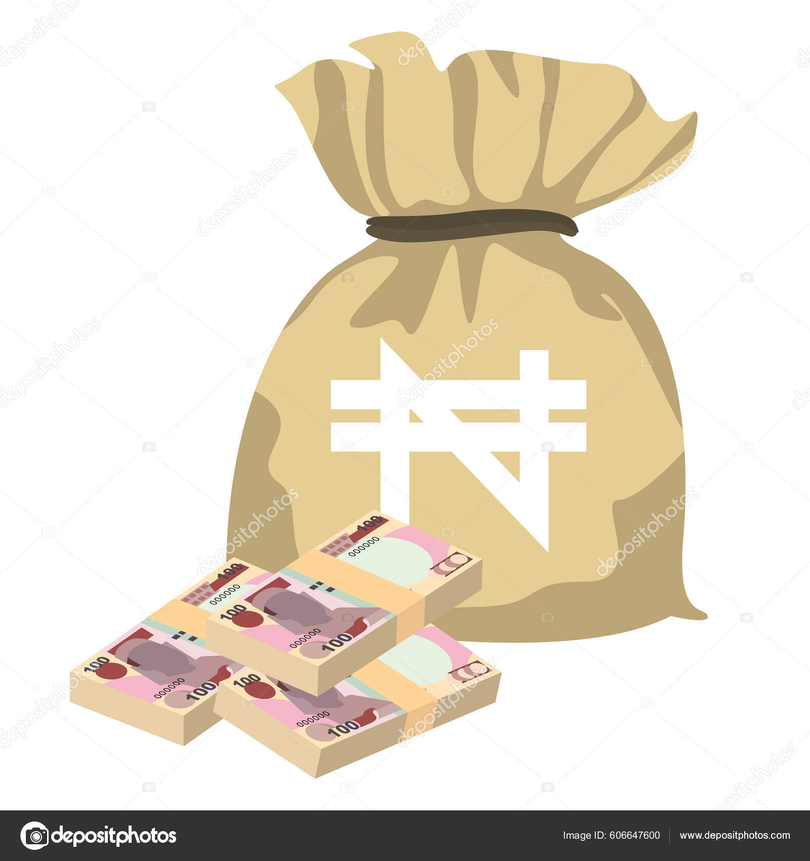 Nigerian Naira Vector Illustration Nigeria Money Set Bundle Banknotes ...