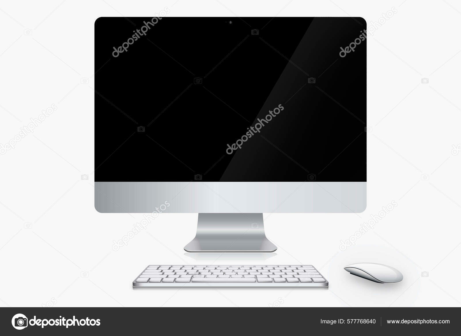Workplace Concept Mock Blank Desktop Computer Screen Keyboard Mouse ...