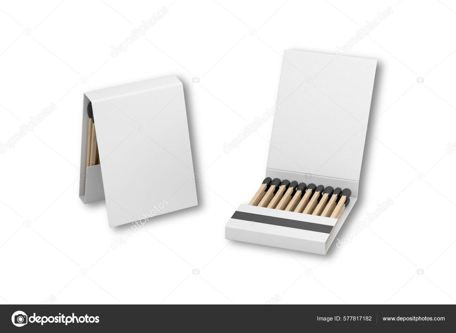 Blank White Matchbox Black Match Sticks White Background Clipping Path ...