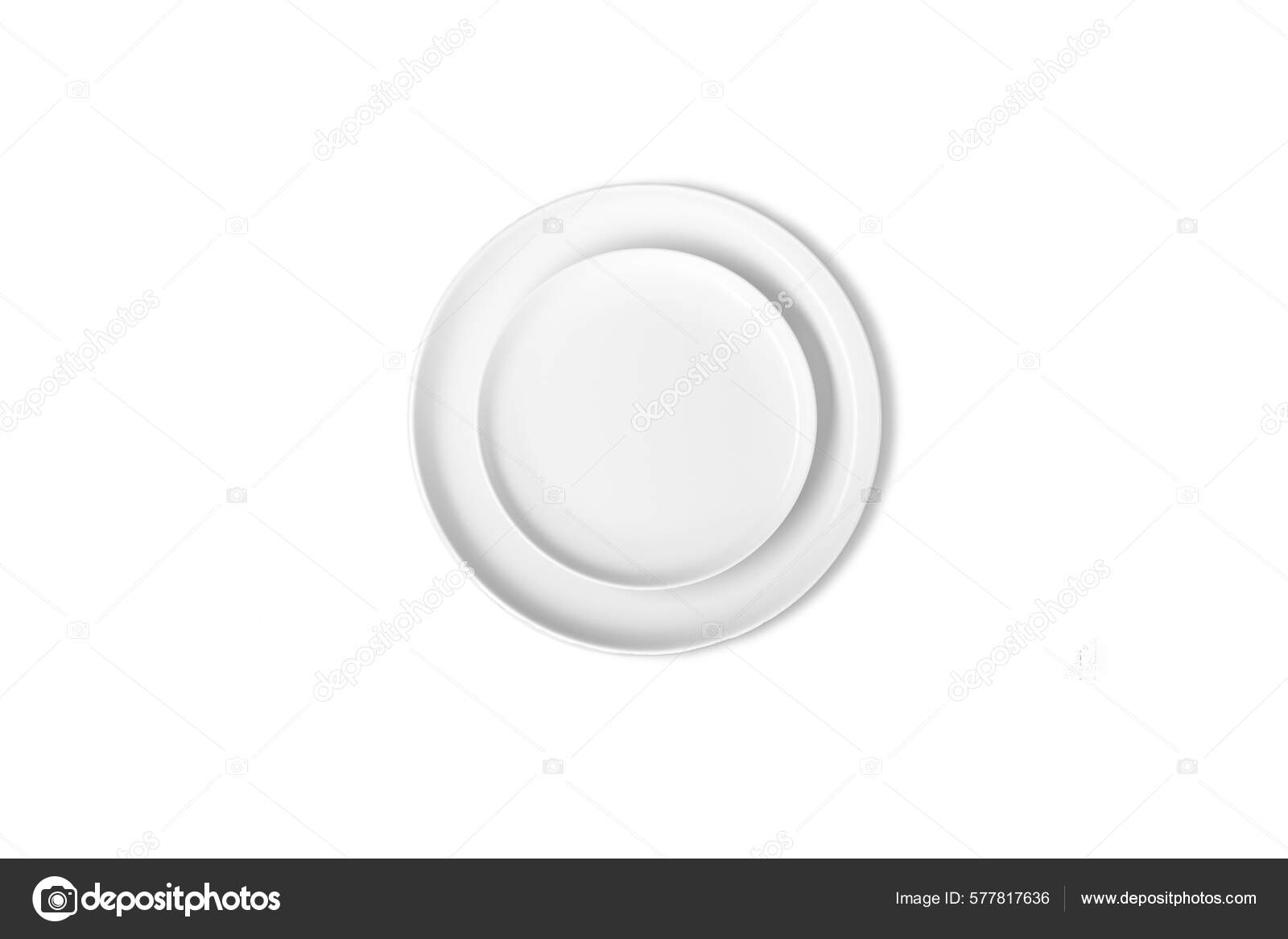 Empty Blank White Plate Mockup Isolated White Background Rendering ...