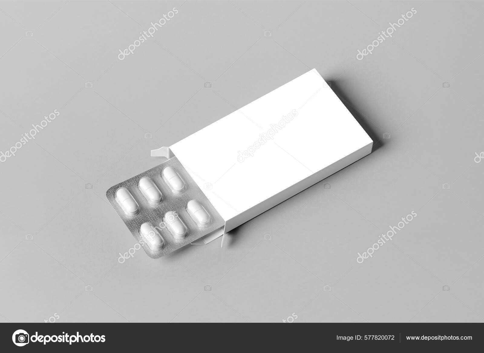 Blank Drug Pills Pack Mockup Template Isolated Grey Background Opened ...