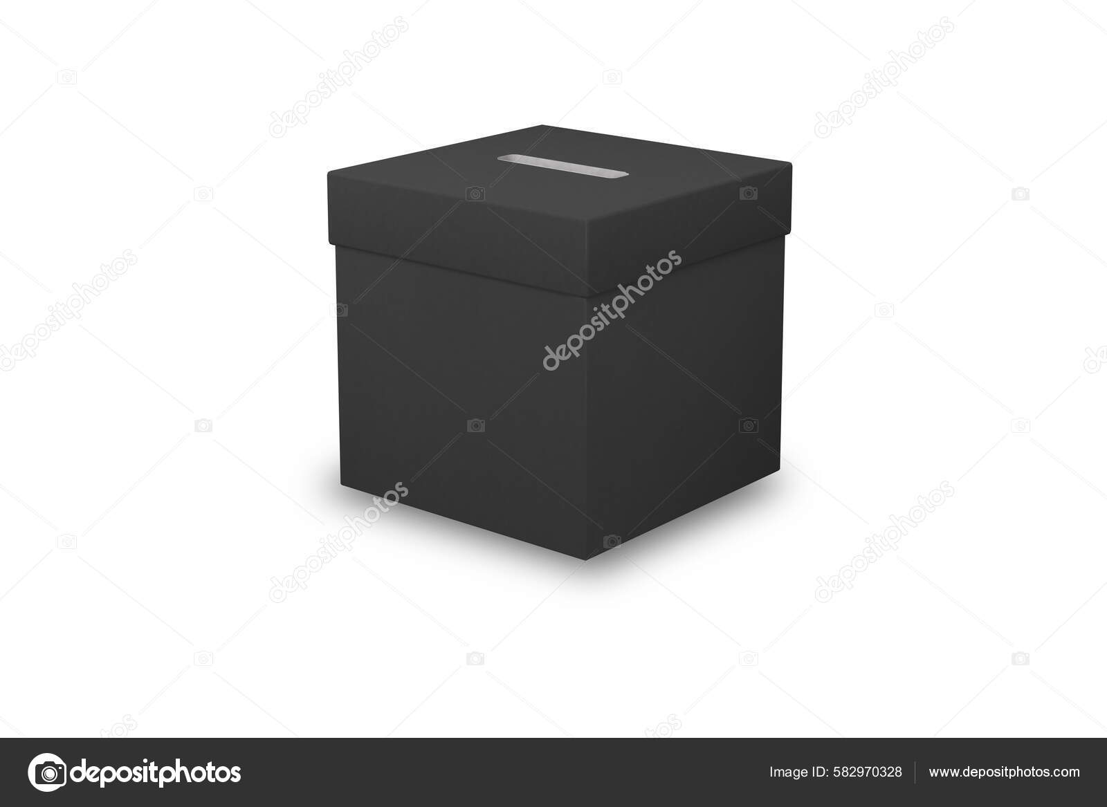 Blank Black Ballot Box Mockup Isolated White Background Rendering ...