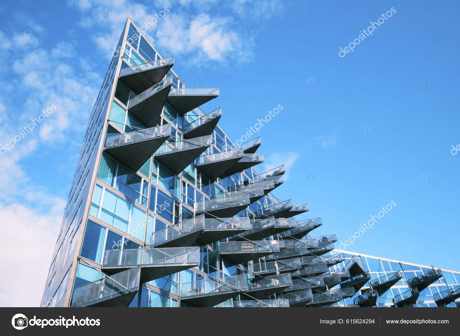 Copenhagen Denmark Sept 2022 Houses Modern Looking Triangle Balconies ...