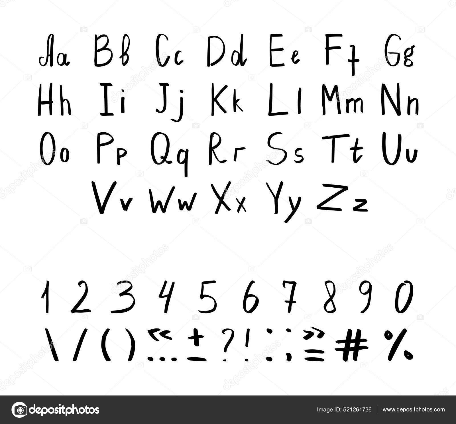 Vector Set Textured Grunge Letters Numbers Punctuation Marks Your Font ...