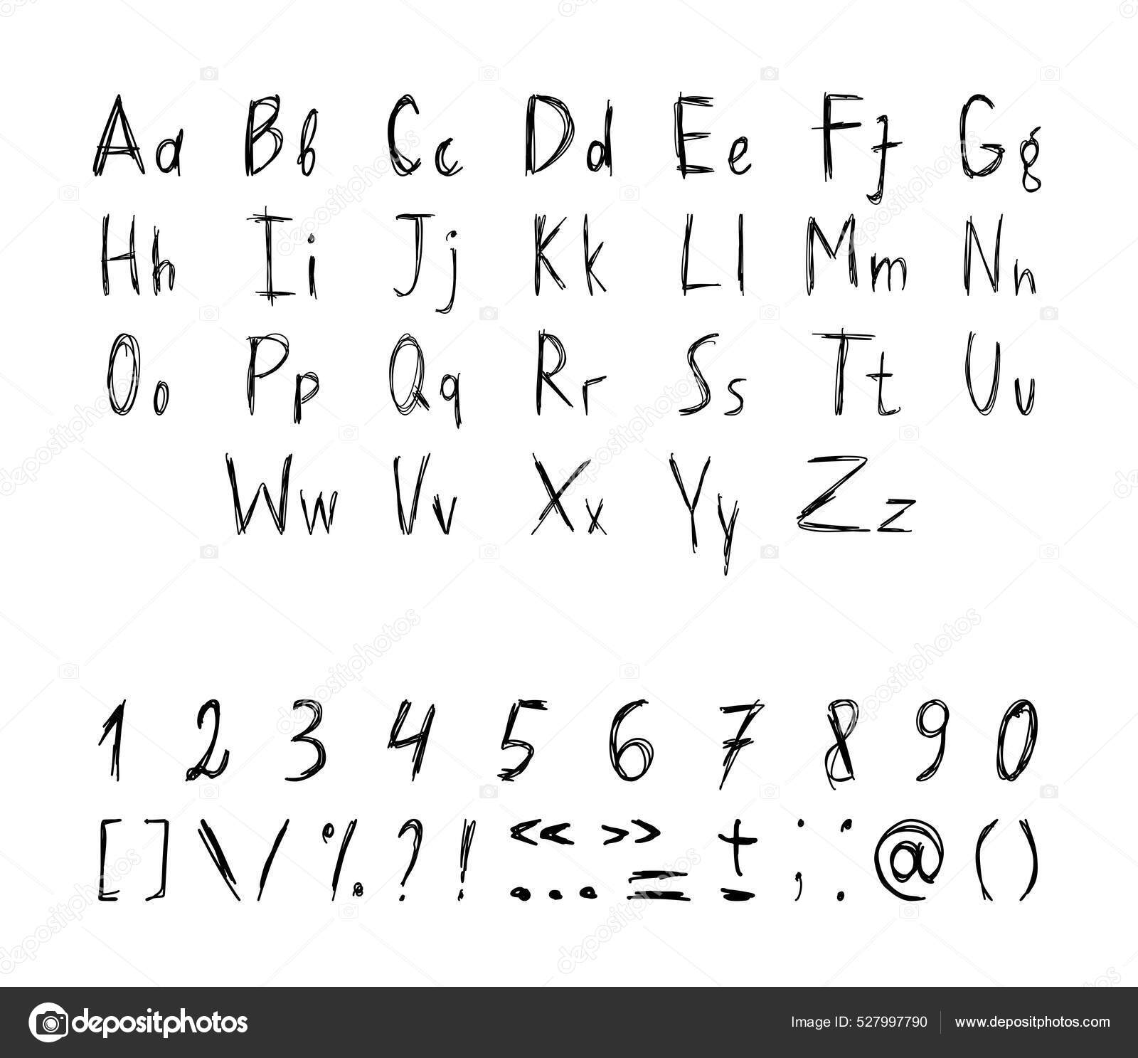 Vector Set Textured Grunge Letters Numbers Punctuation Marks Your Font ...