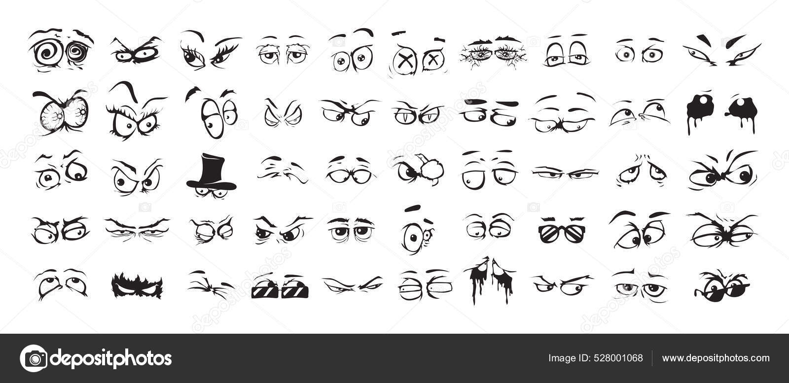 Collection Cartoon Meme Eyes Sketch Style Emoji Creating Stickers ...