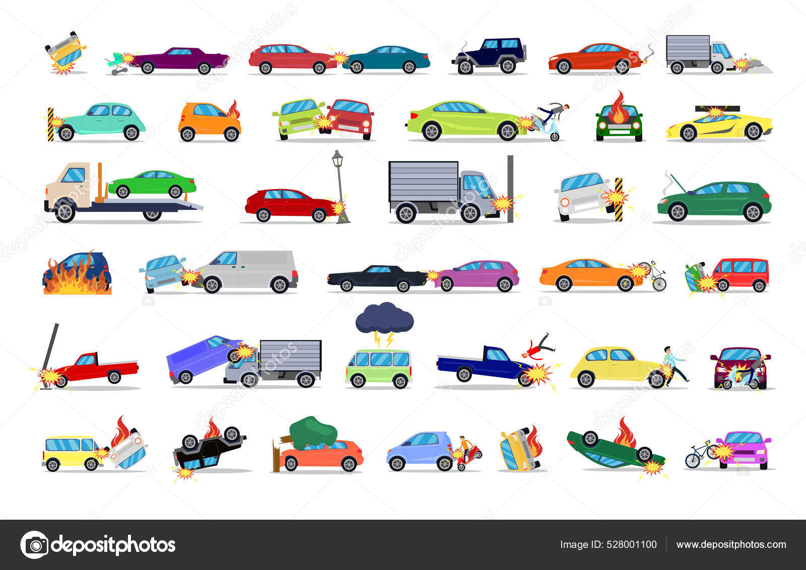 Selection Road Traffic Accidents Emergency Situations Involving Cars ...