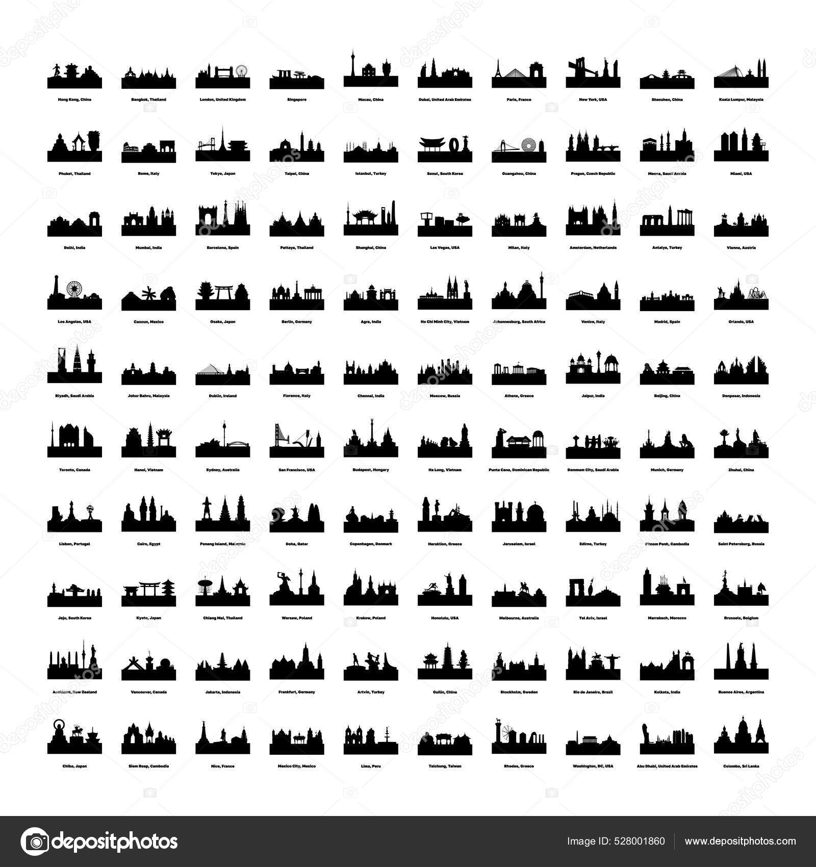 Collection Black Icons Countries Landmarks Monochrome Panoramas Cities ...